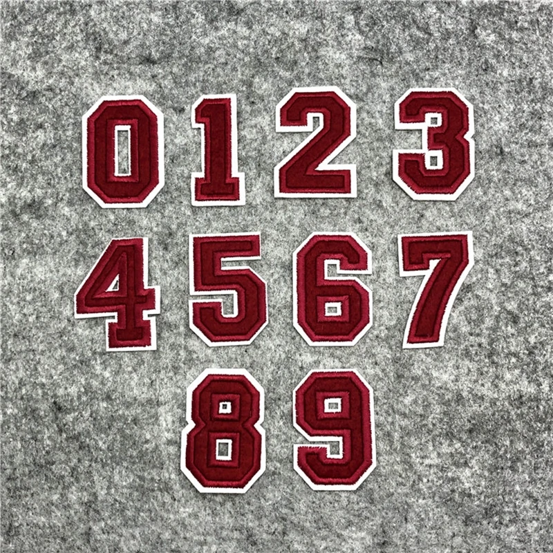 Burgundy-Number-0-9-Embroidery-Patch-For-Rugby-Hats-Iron-on-Patches ...
