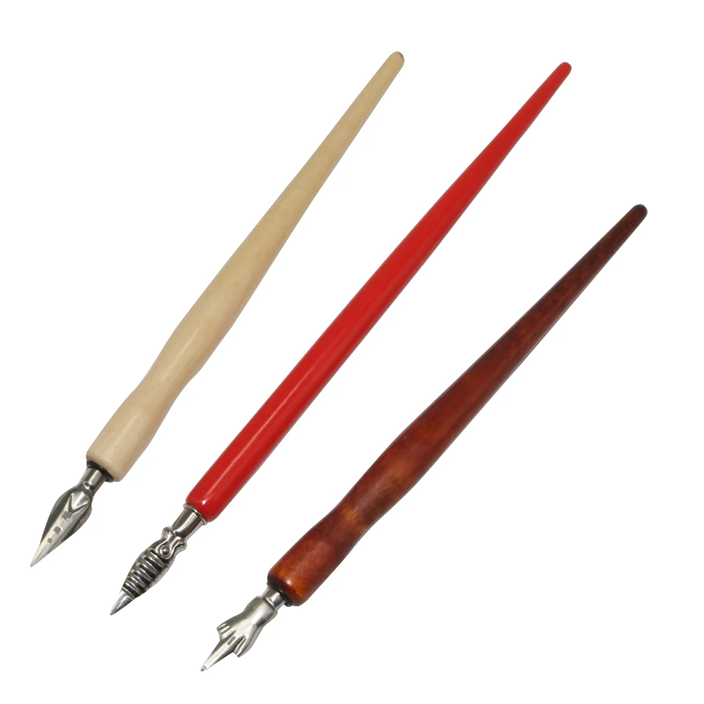 Dip-Pen-Wooden-Gothic-Dipped-In-Water-Pen-Log-Material-Flower-Font ...