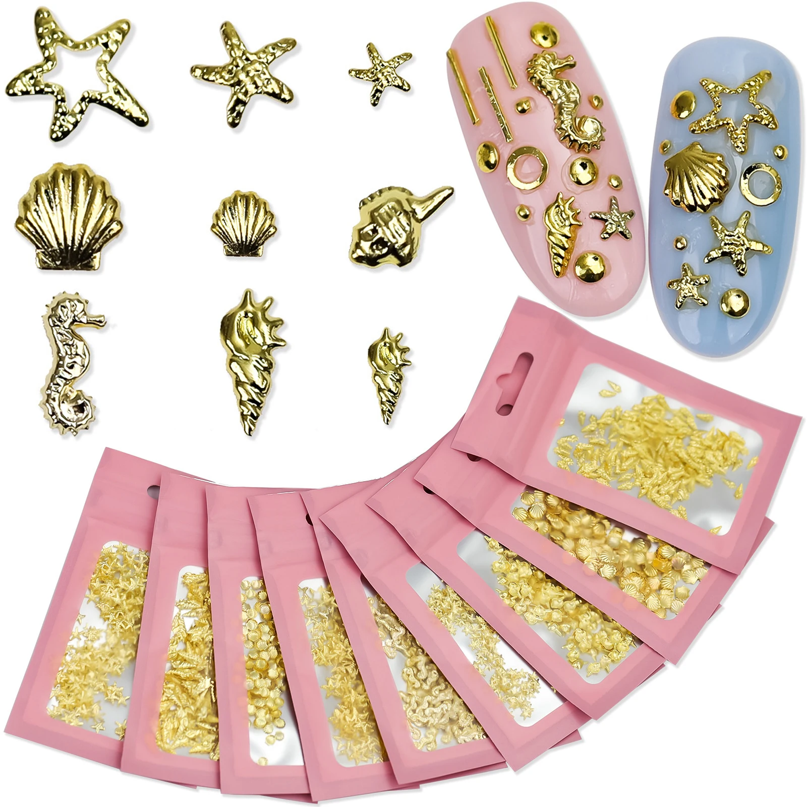 200PCS-Pack-Metal-Shell-Nail-Charms-Kawaii-Accessories-Starfish ...