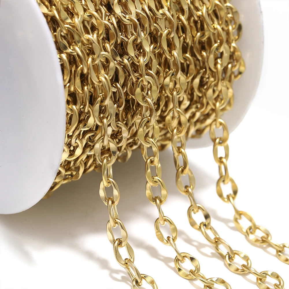1 Meter Chains Flat Twisted Link Chain Stainless Steel Chains For Diy ...