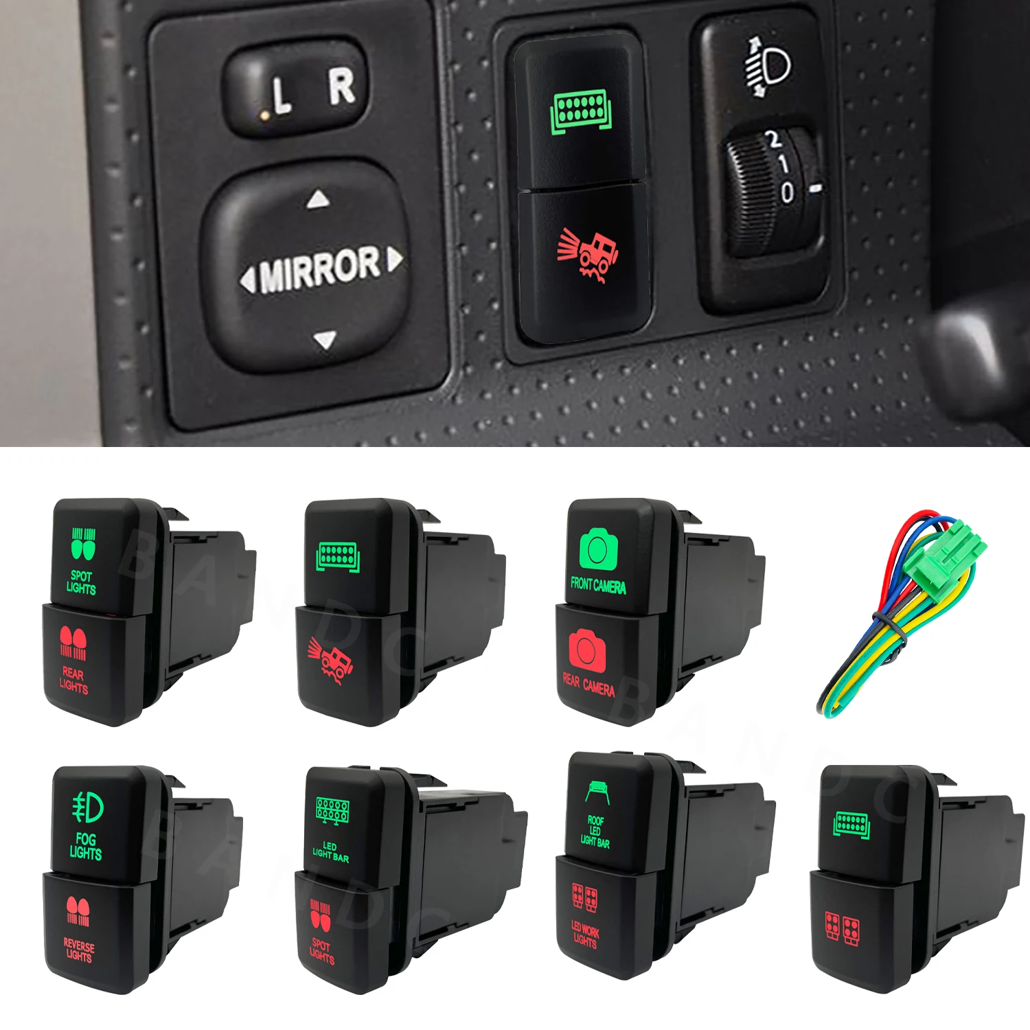 Led Light Bar Dual Push Button Switch Green&Red Led Push Switch with ...