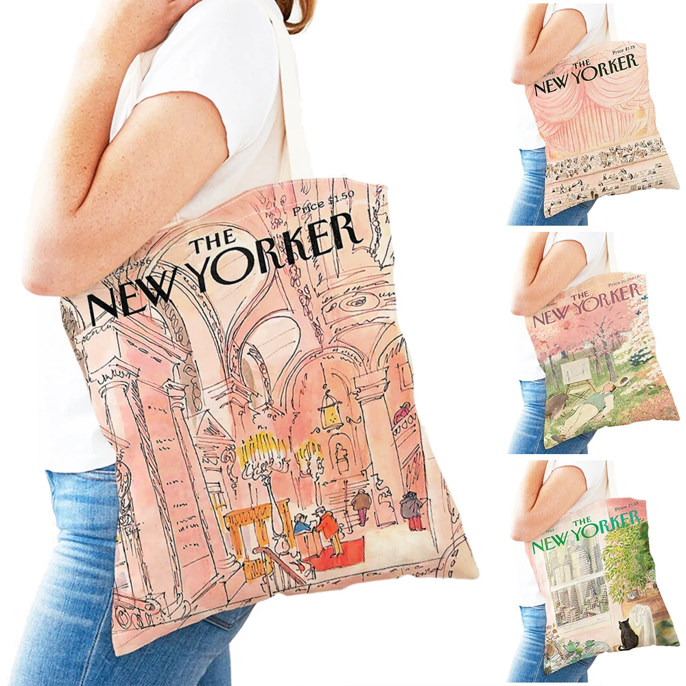 New Yorker Magazine Women Shopping Bags Double Print Casual Travel to ...