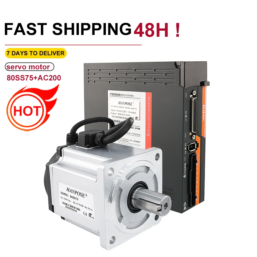 5.0A 2.39N.m 80SS75 And AC200-240V ASD275 Servo Drive CNC Milling ...