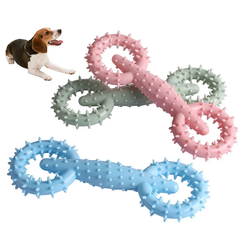 Pet Dog Molar Toys TPR Pull Ring Bump Puppy Chew Toy Bite Resistant Tooth Cleaning Interactive ...