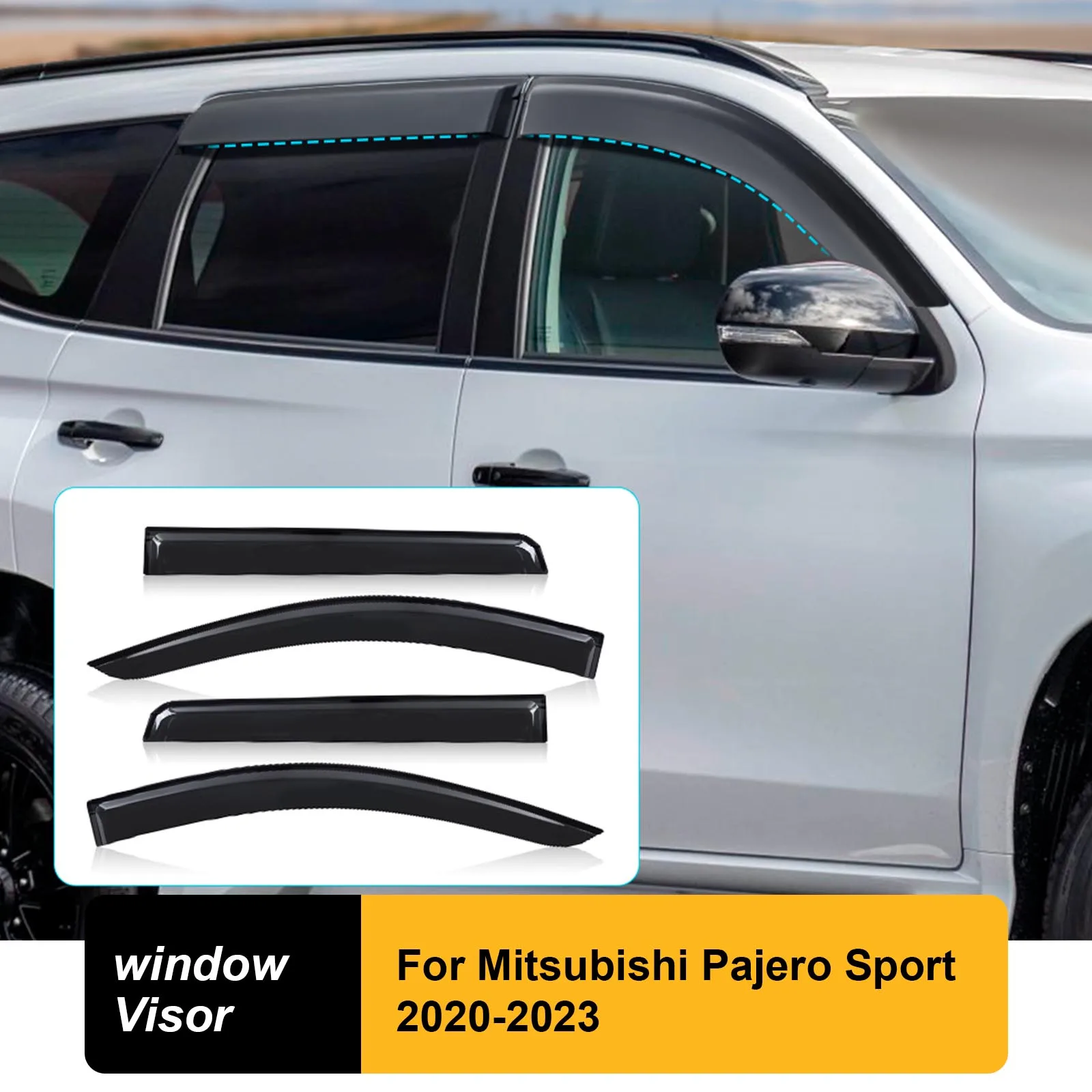 Car-Sun-Rain-Guard-Window-Visor-For-Mitsubishi-Pajero-Sport-2020-2021 ...