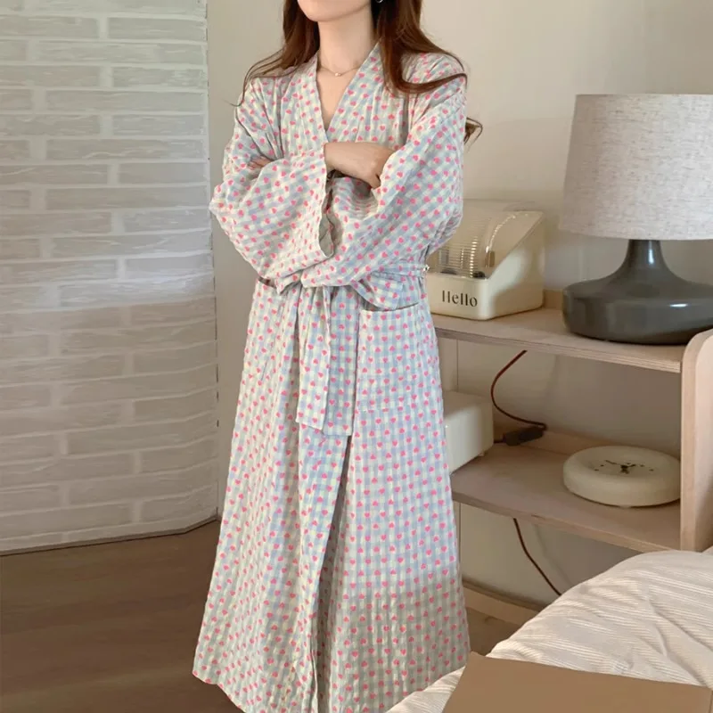 Women-Robe-V-Neck-Sleepwear-Heart-Print-Bathrobe-Kimono-Robes-with-Belt ...