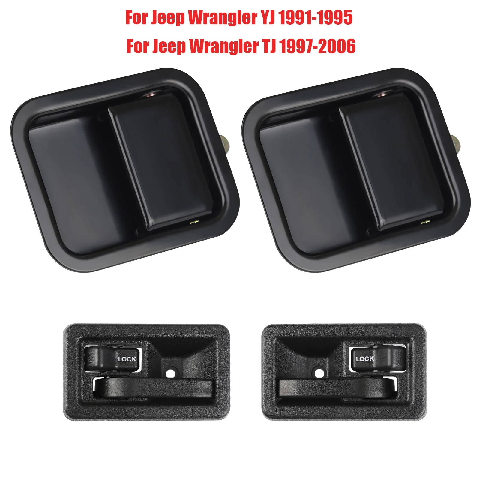 Car-Interior-and-Exterior-Door-Handle-Kit-For-1991-1995-Jeep-Wrangler ...