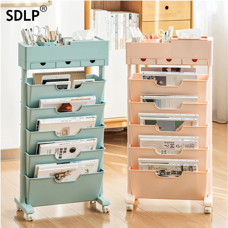 SDLP-Movable-Book-Rack-Large-Capacity-Bookshelf-Storage-Shelve-Book ...
