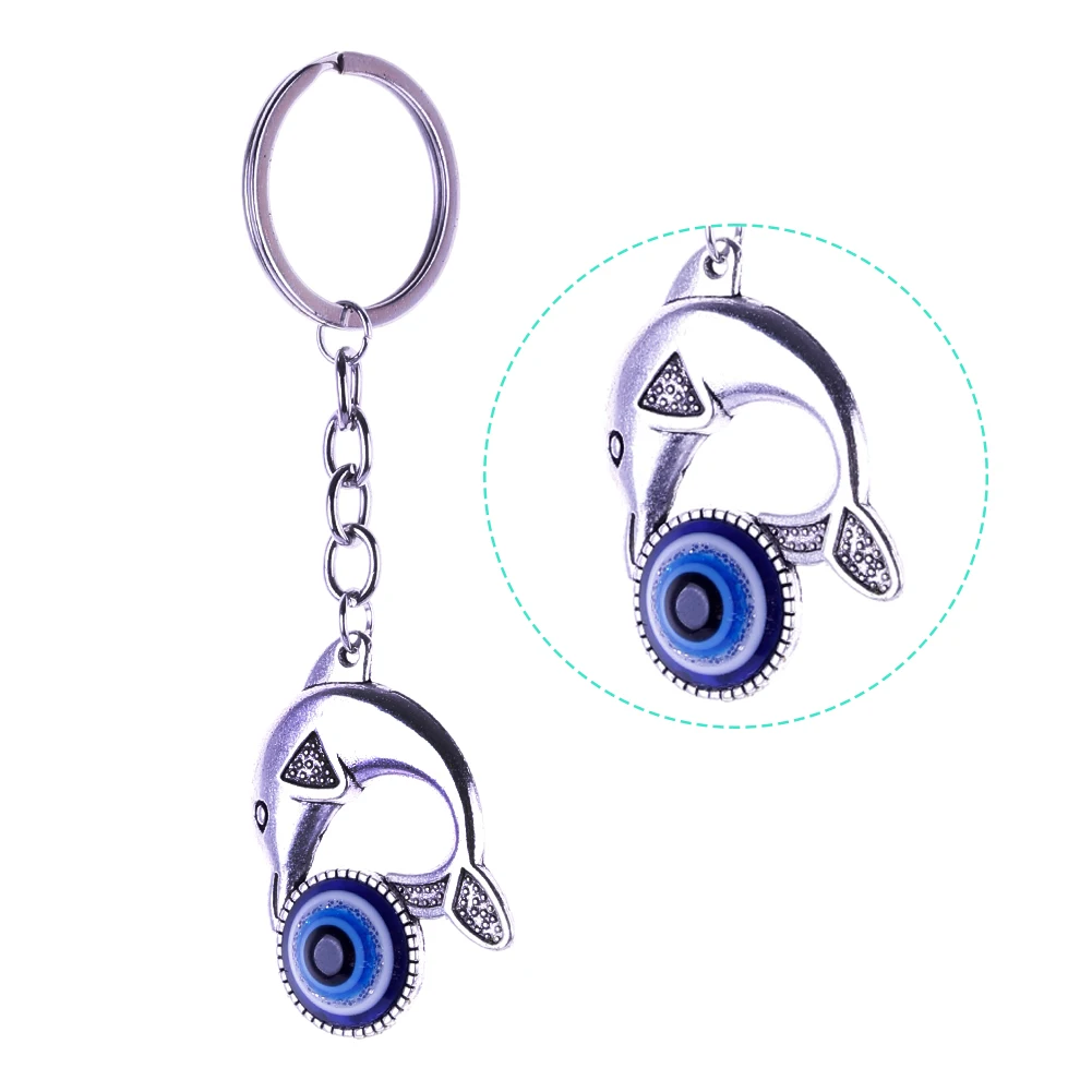 Blue-Evil-Eye-Pendant-Alloy-Dolphin-Keychain-Lucky-Blue-Eyes-Amulet ...