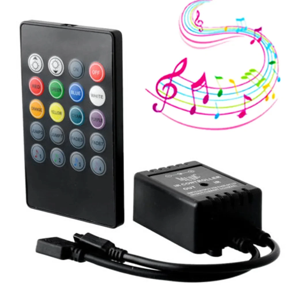 20-Key-12-24V-72W-38KHz-Music-IRController-Black-Sound-Sensor-Remote ...