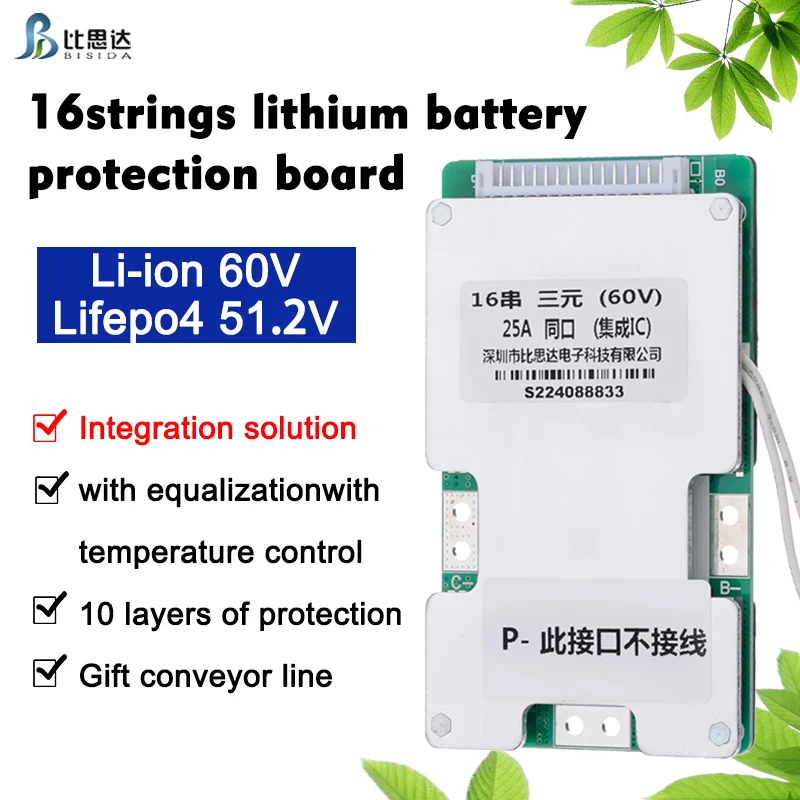 Bisida 16s 60v Bms Lithium Battery Protection Board Rechargeable With ...