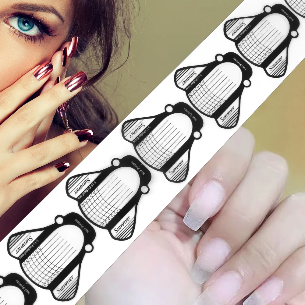 100pcs-Nail-Art-French-Tips-Extension-Forms-Acrylic-UV-Gel-Guide ...