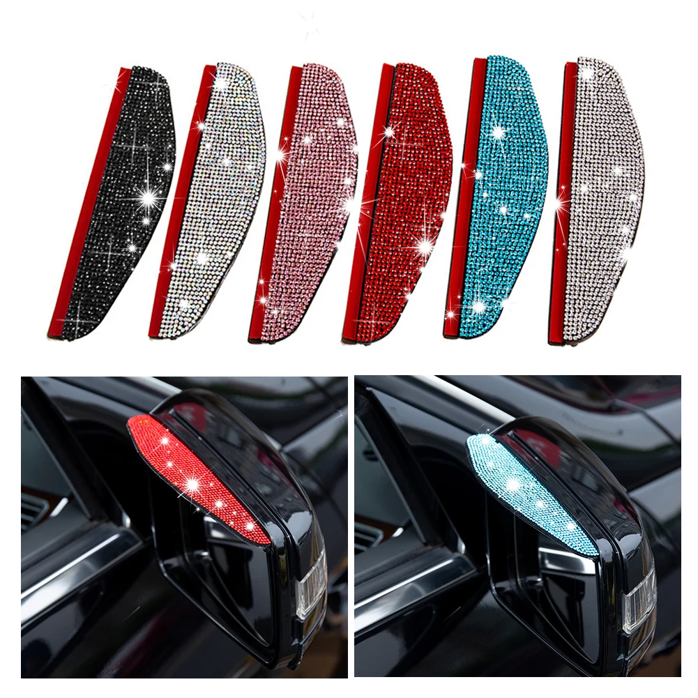 2Pcs PVC Car Rear View Mirror Sticker Rain Eyebrow Weatherstrip Auto ...