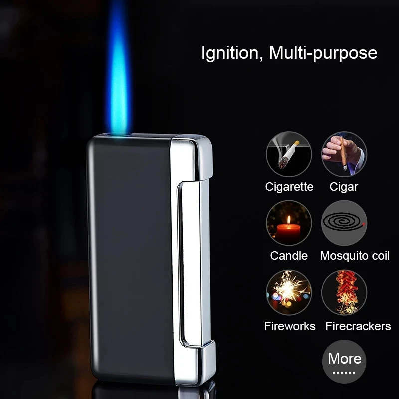 New-Cigarette-Torch-Lighter-Press-Ignition-Metal-Jet-Blue-Flame ...