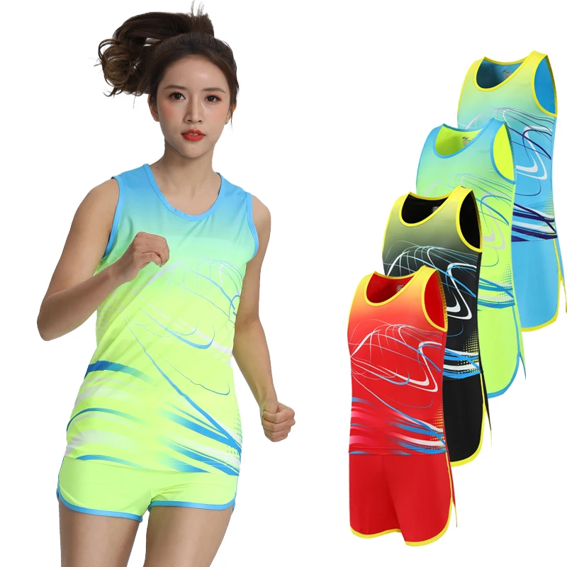 Women Track And Field Suits Breathable Sprint Running Vest Shorts Set ...