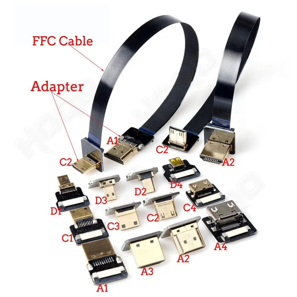 HDMI-compatible-FPV-Cable-Micro-Mini-HD-90-Degree-Adapter-FPC-Ribbon ...
