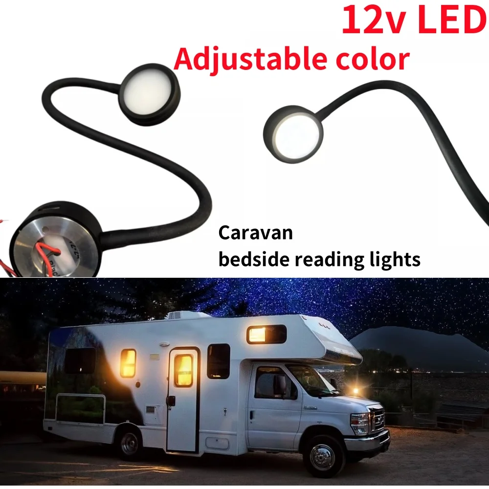 12v LED Campervan Flexible Reading Map Light With USB Adjustable Color ...
