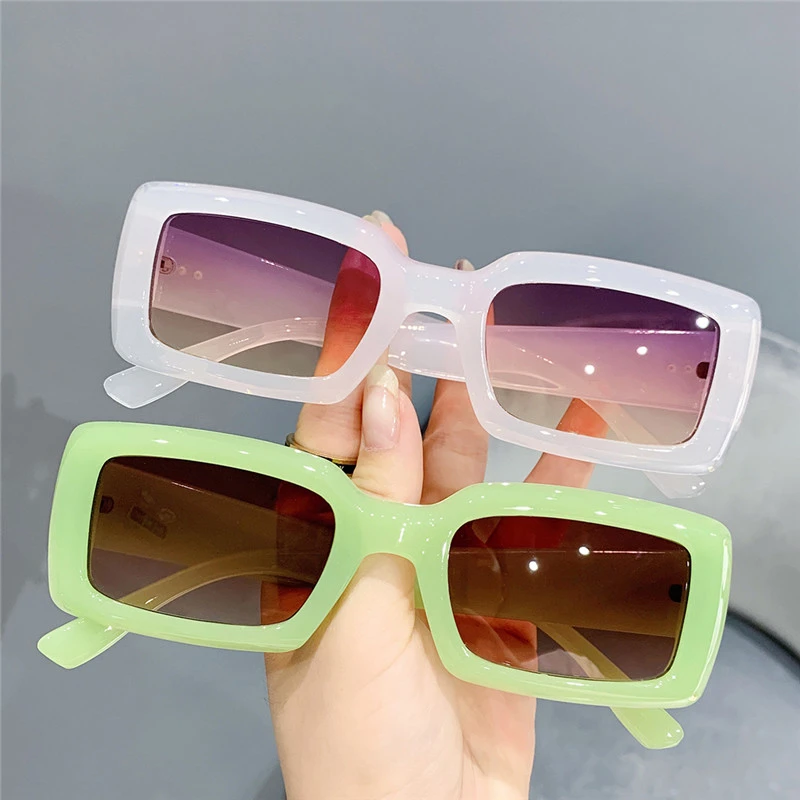 Retro Small Rectangle Sunglasses Women and Men Trendy Jelly Color ...