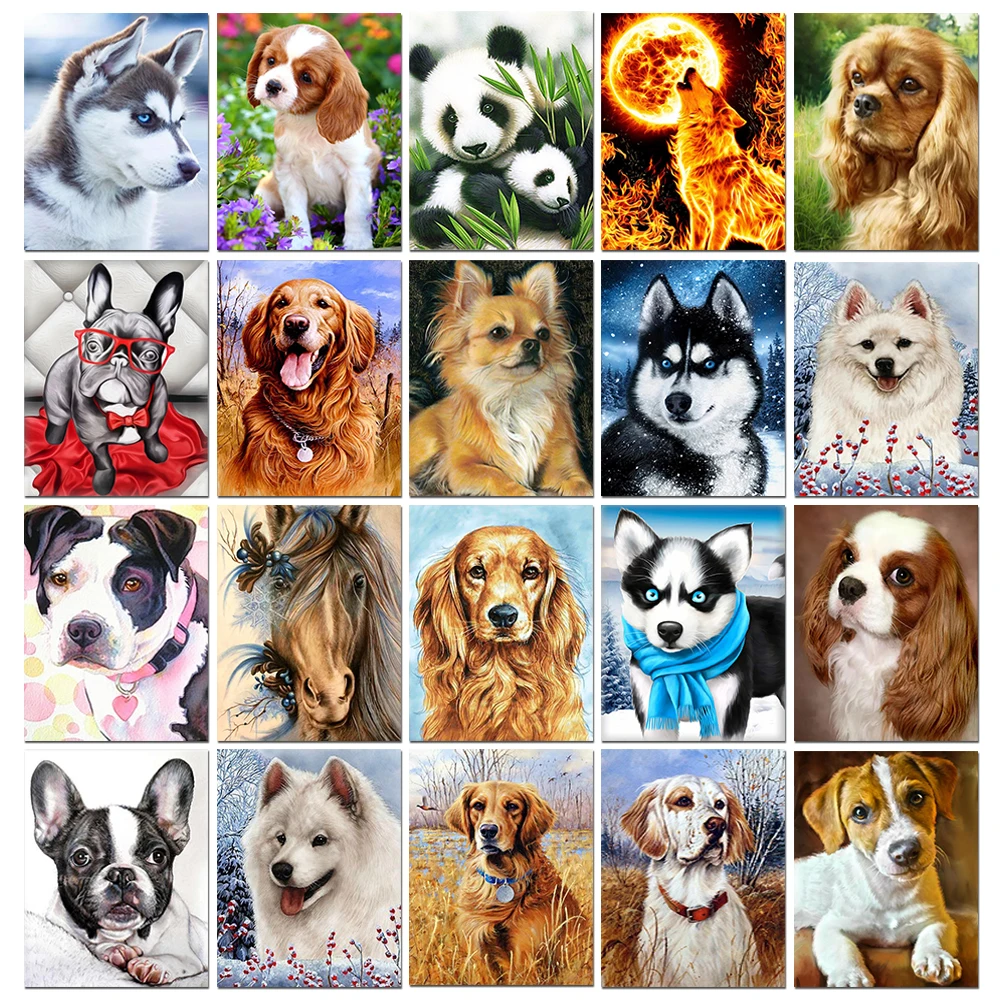 Diamond-Painted-Dog-Full-Round-5D-DIY-Embroidered-Animal-Mosaic-Cross ...