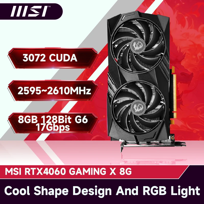 MSI-RTX-4060-GAMING-X-8G-Gaming-Graphics-Card-8GB-GDDR6-NVIDIA-128-bit ...