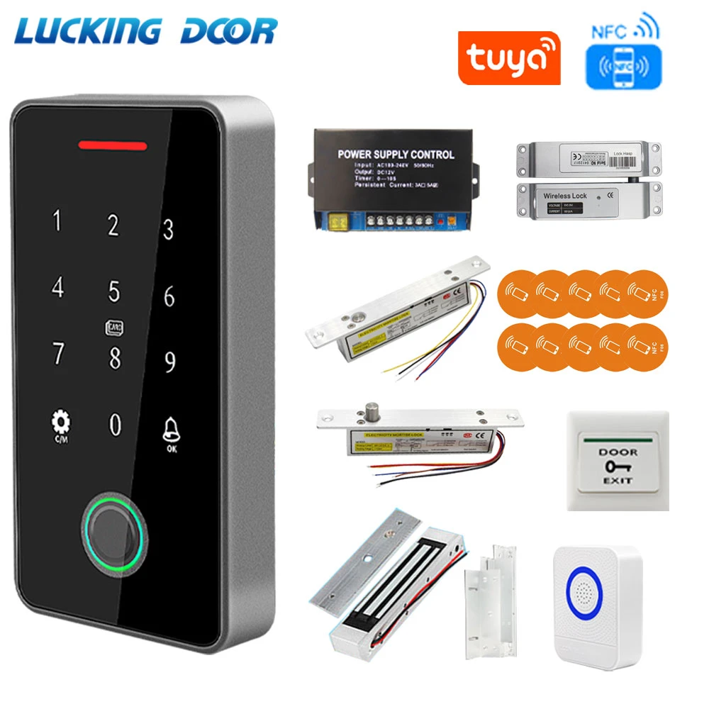 Bluetooth Tuya App Door Access Control System Kits NFC RFID Fingerprint Keypad Outdoor Electric ...