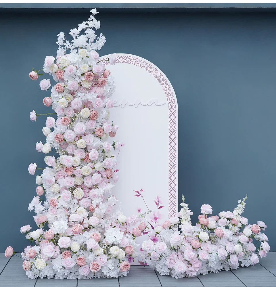 Luxury-5D-Pink-White-Rose-Hydrangea-Babysbreath-Wedding-Backdrop-Arch ...