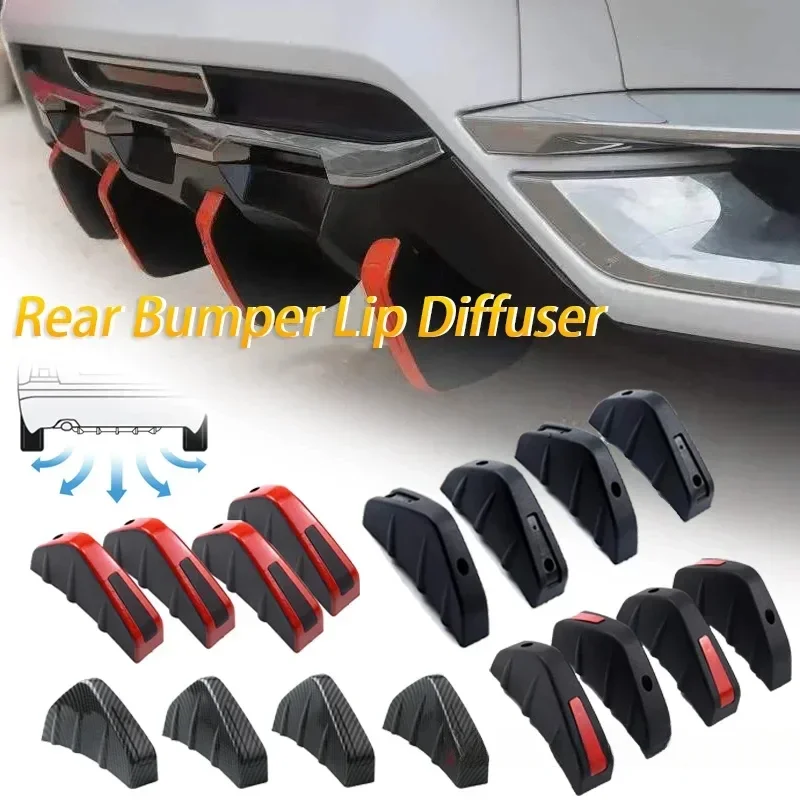 4pcs-Universal-Carbon-Fiber-Car-Modified-Rear-Bumper-Diffuser-Spoiler ...