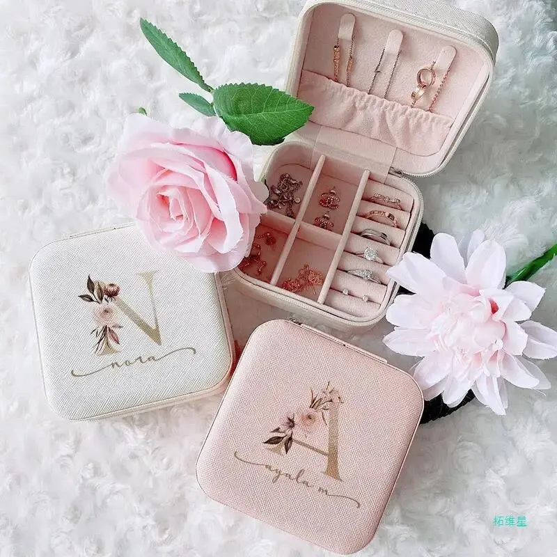 Golden-Alphabet-Flower-Print-Jewelry-Boxes-Personalized-Jewelry-Box ...