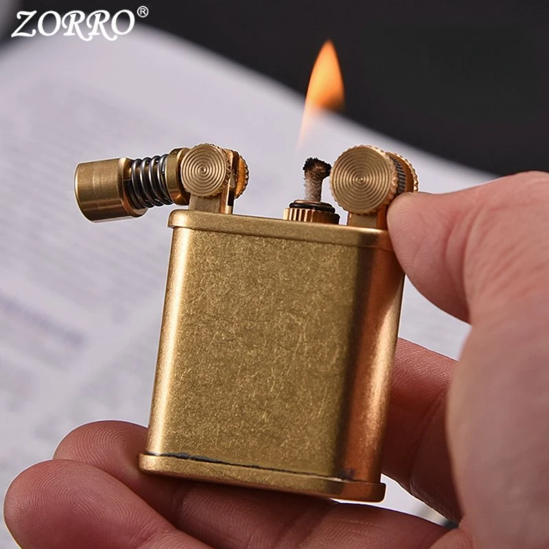 Zorro-s-New-Retro-Pure-Copper-Kerosene-Lighter-Old-fashioned-Windproof ...