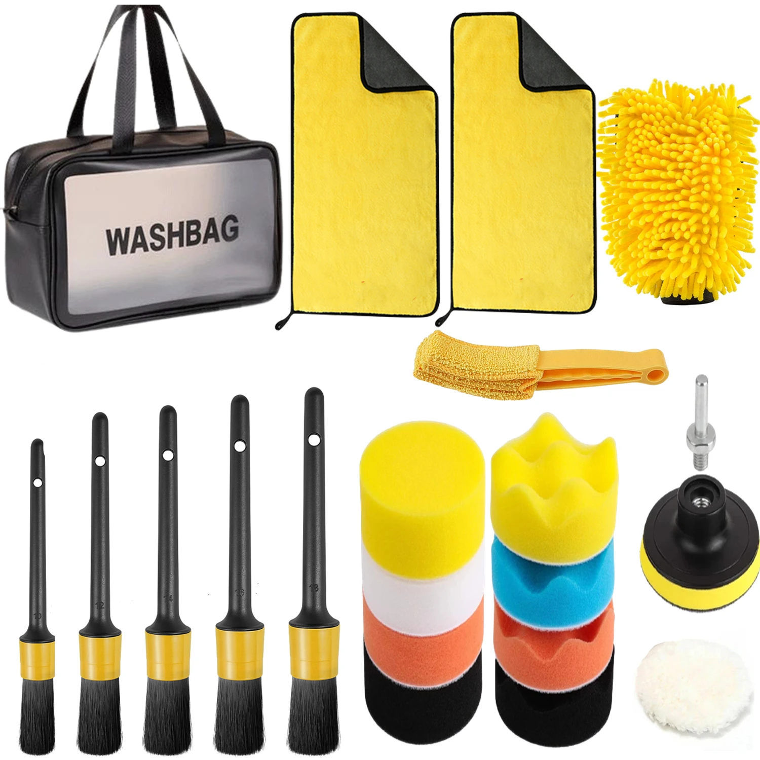 21pcs Car Cleaning Tool kit Auto Detailing Brush Set Car Buffing Sponge ...