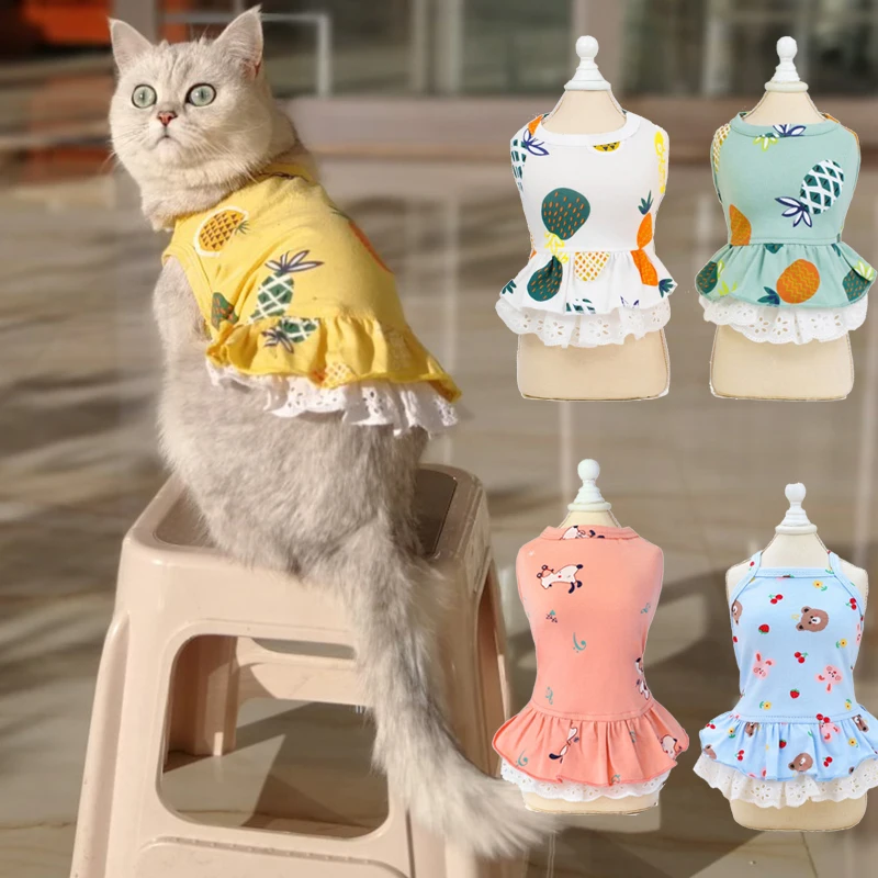 Summer Cute Sphynx Cat Dress for Cats Gotas mascotas Clothes Costume ...