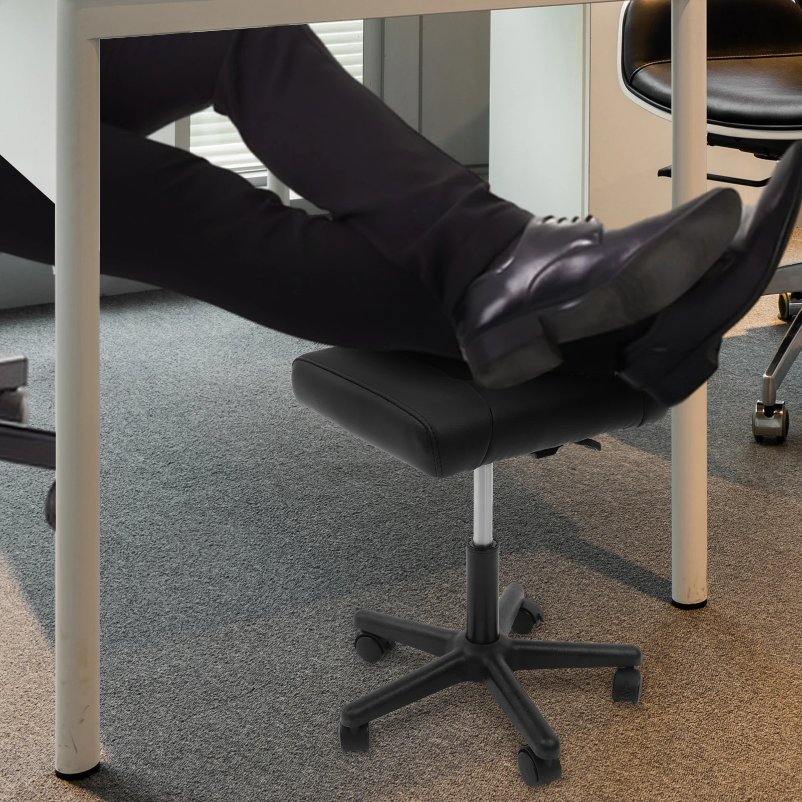 4.7in/12cm Office Footrest Stool Height Adjust w/Wheel Foot Rack Under ...
