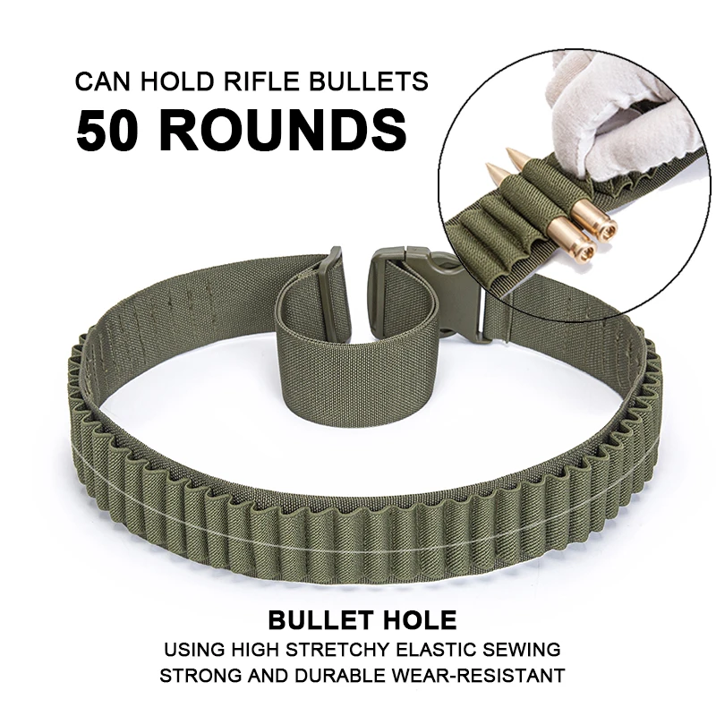 LUC 50 Rounds Rifle Bullet Cartridge Bandolier 556 Ammo Belt Shell ...