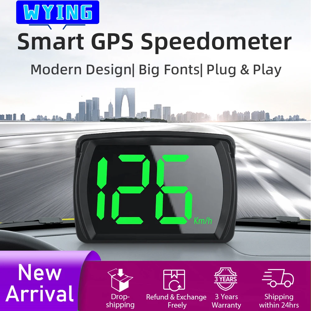WYING GPS KMH MPH HUD Digital Speedometer Head Up Display Car Electronics Accessories Big Font ...
