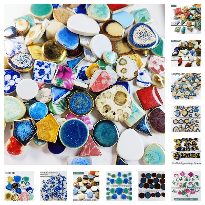 4oz/114g Multi Shape Porcelain Mosaic Tiles 5mm/0.18in Thickness Ovoid ...