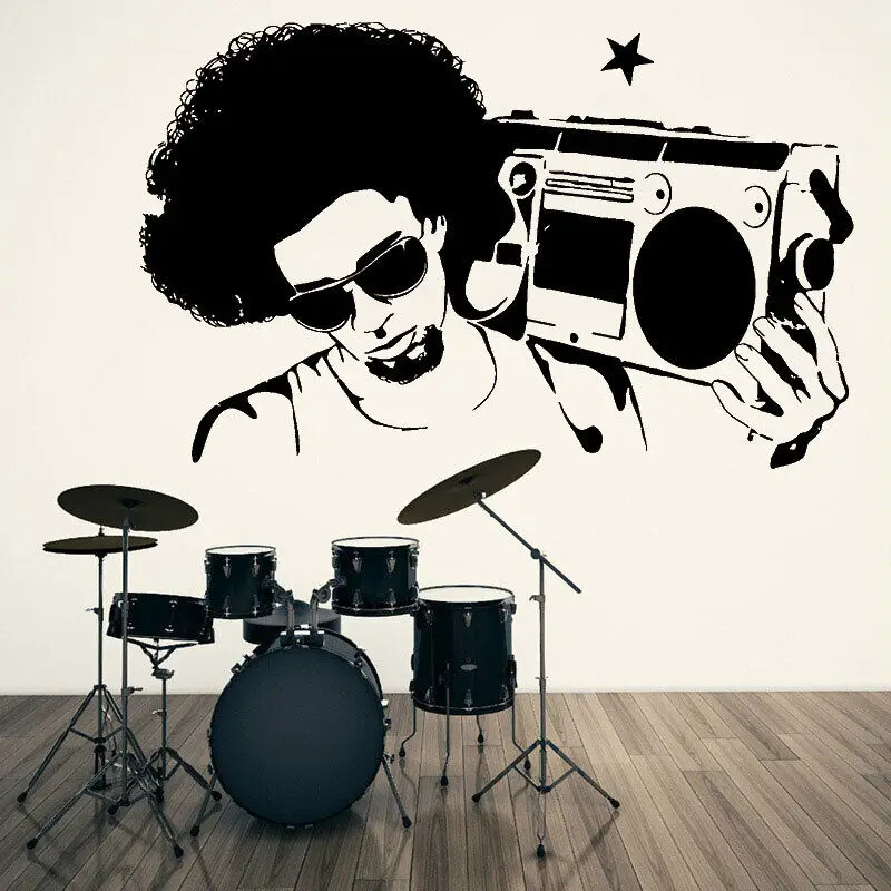 Vinyl Wall Sticker Music Retro Stereo Speaker Decal Music Singer Wall ...