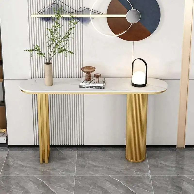 Italian Slate Console Tables Luxury Curved Wrought Iron Entryway Table ...