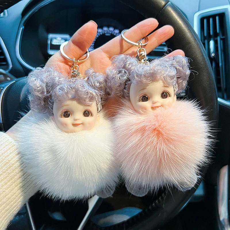 New-Cartoon-Fox-Fur-Dimple-Doll-Girl-Keychain-With-Big-Eyes-Cartoon ...