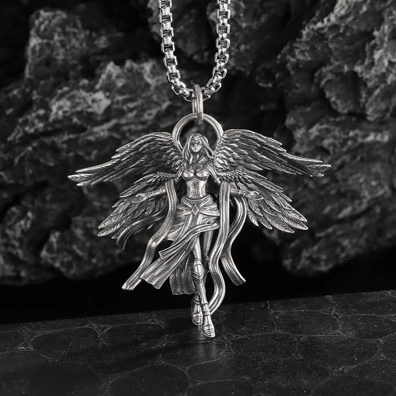 Domineering-Gothic-Four-Winged-Angel-Goddess-Pendant-Necklace-for-Men ...