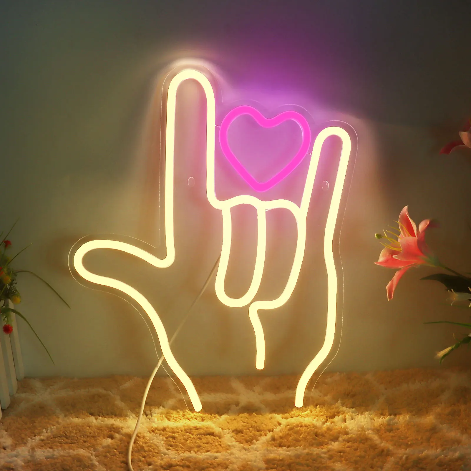 Finger-Love-Heart-Neon-Sign-Led-Light-Proposal-Party-BAR-Luminous-Lamp ...
