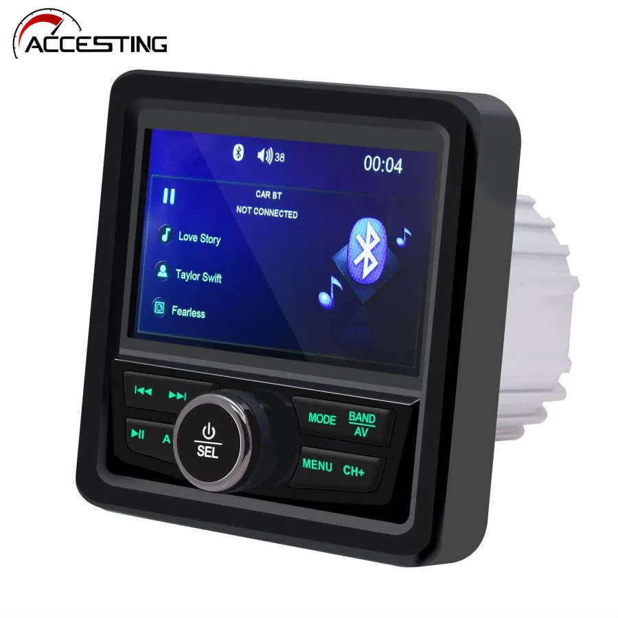 Marine-Stereo-Radio-With-Bluetooth-Waterproof-Moto-Audio-Boat-Car-MP3 ...