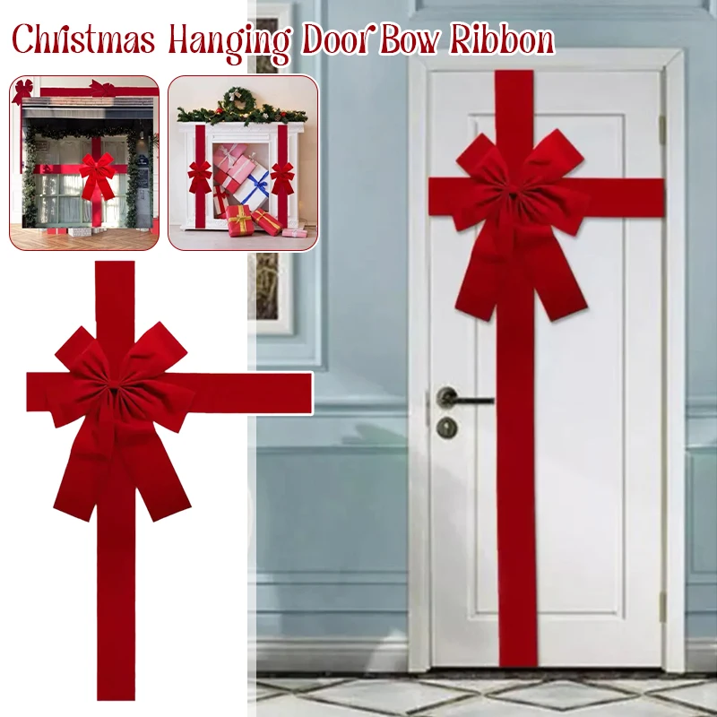 Big-Christmas-Bow-Red-Ribbon-Christmas-Front-Door-Decor-Large-Bowknot ...