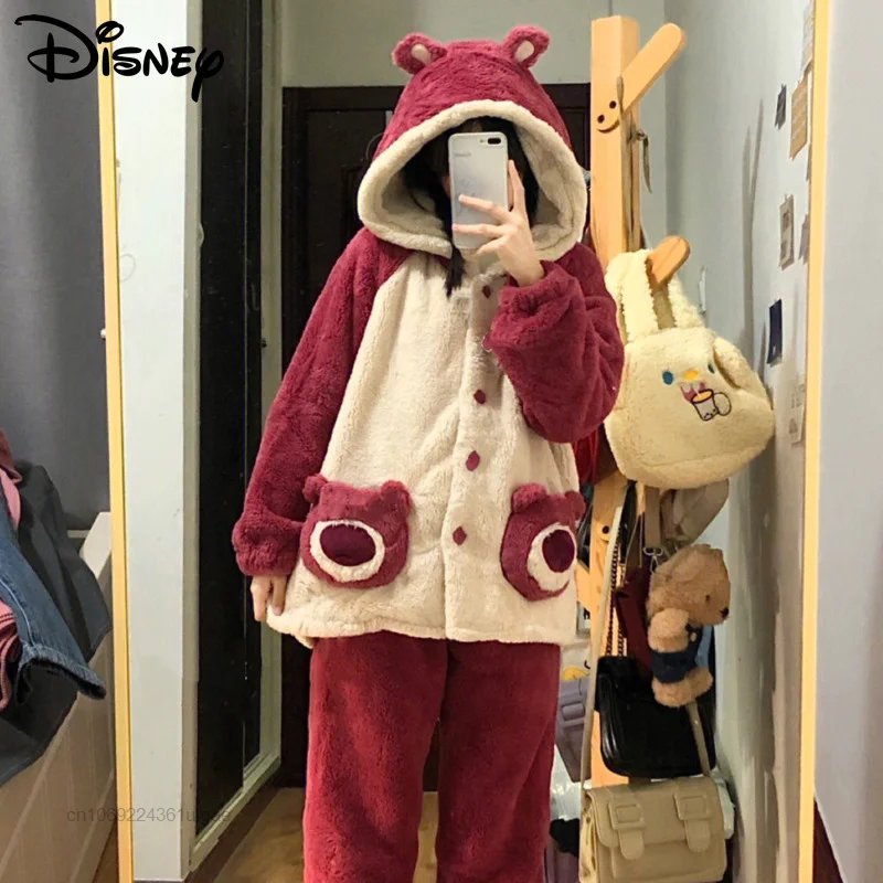 Disney-Cartoon-Bear-Lotso-Cute-Plush-Home-Clothes-Women-2-Piece-Set ...