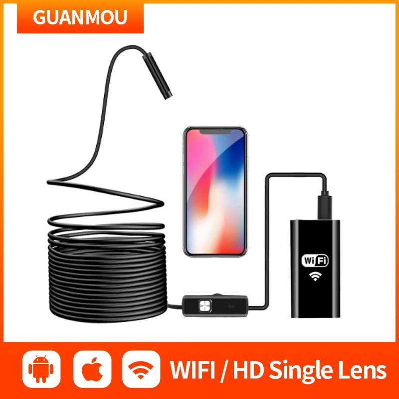 Wireless Endoscope WiFi Borescope Inspection Camera HD Waterproof Snake ...