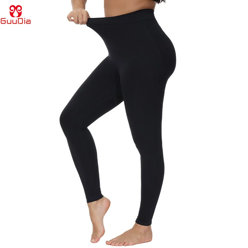 GUUDIA Bigger Elastic Tummy Control Leggings Seamless Compress Legging ...