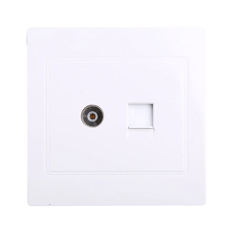 RJ45 Network Adapter+TV Antenna Coaxial Wall Mount Output Faceplate ...