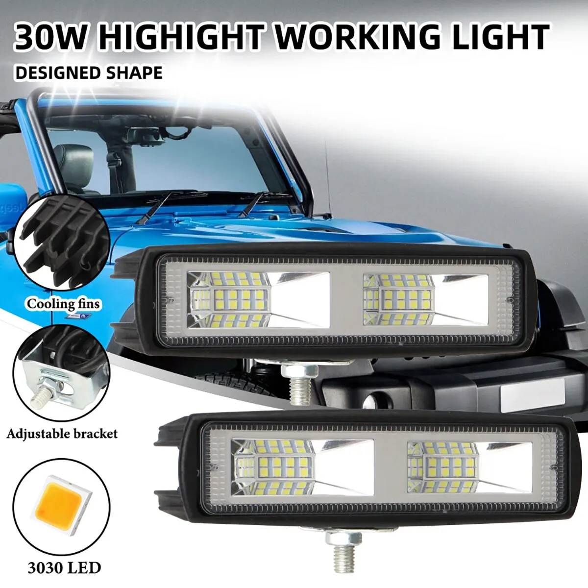 1PCS 35W 30W Wrok Light LED Lightbar 2835LED 16SMD 24SMD Led Bar for Truck Tractor SUV 4x4 Car ...