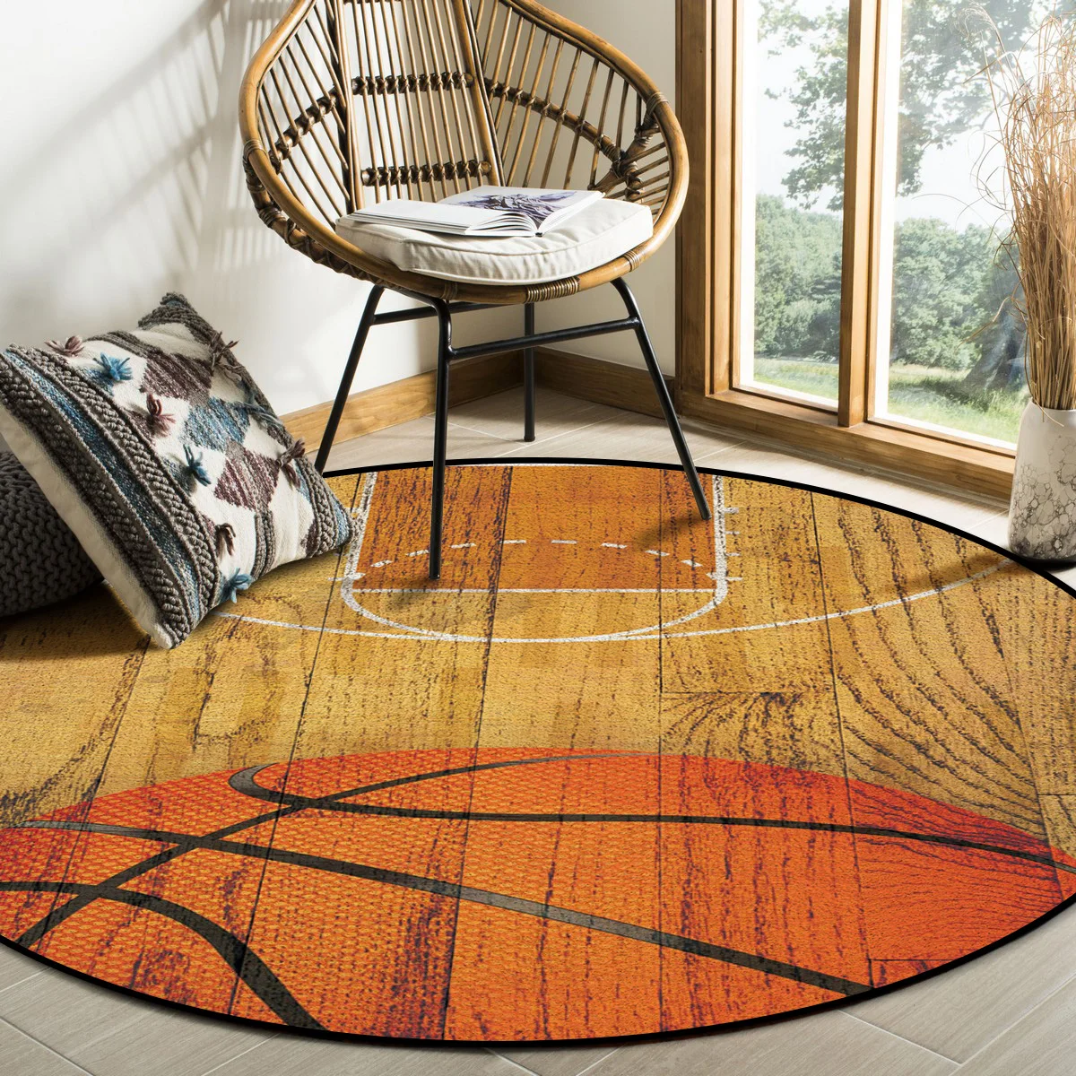 Living-Room-Bedroom-Floor-Mats-Kids-Area-Rug-Basketball-Ball-Retro ...