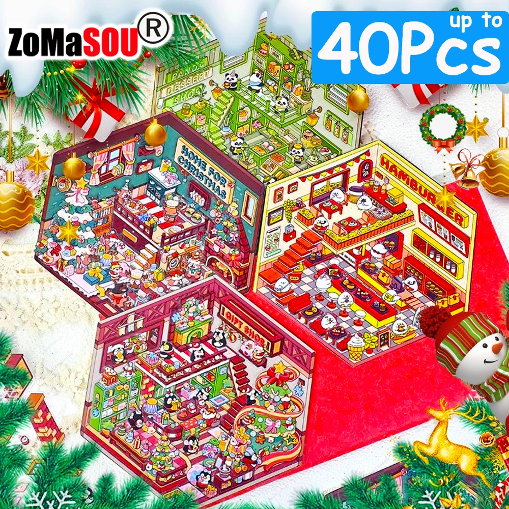 Top-40-1Pcs-Christmas-Diy-3D-Landscaping-Stickers-Miniature-Scene-Cabin ...
