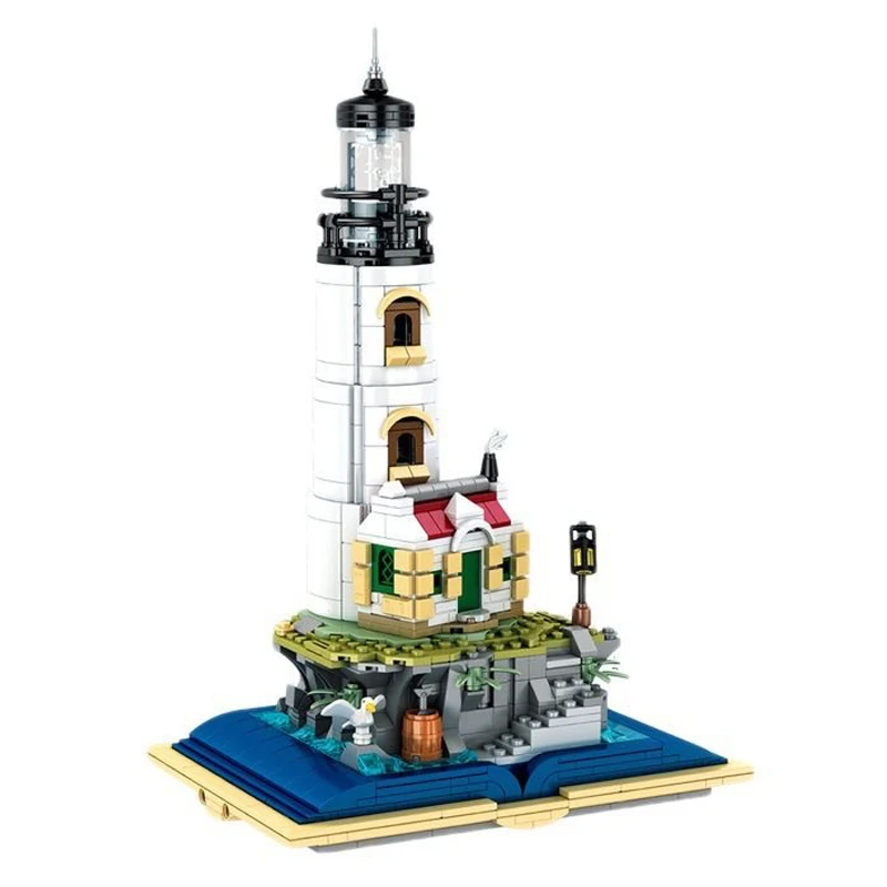 1016PCS-Sea-Island-Electric-Lighthouse-Building-Blocks-Fisherman-s-Hut ...